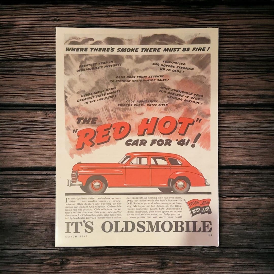 1941 Oldsmobile Advertisement, Car Enthusiast, Gas and Oil Collector ...