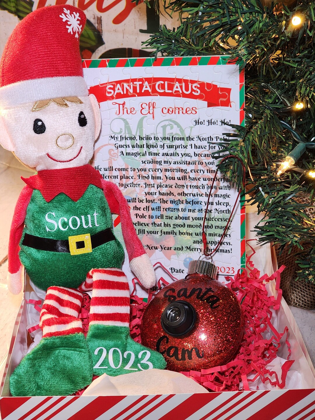 ELF ARRIVAL Box Set, Personalized Elf With Santa Letter Puzzle and ...