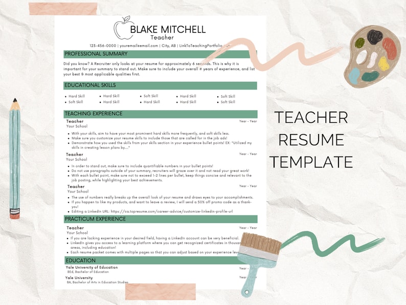 Resume Template, CV Template, Resume, CV, Digital Download, Template ...