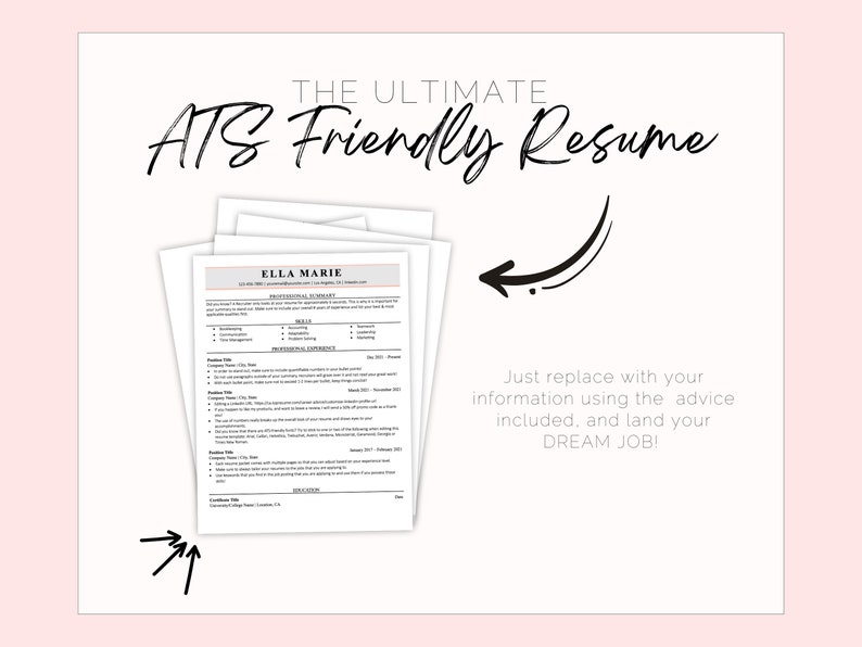ATS Friendly Resume Template for Google Docs Word and Pages - Etsy