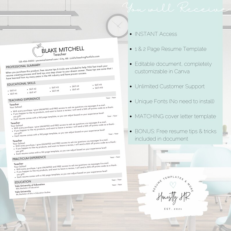 Resume Template CV Template Resume CV Digital Download - Etsy