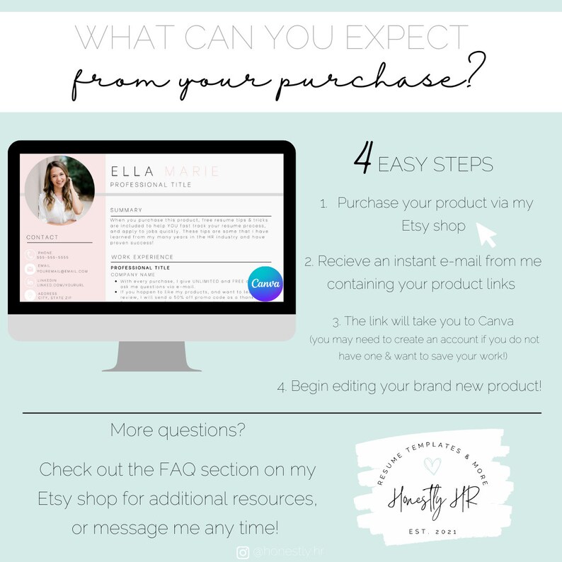 Resume Template, CV Template, Resume, CV, Digital Download, Template ...