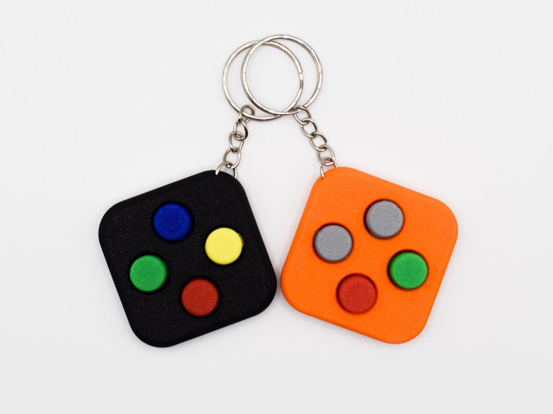 Customizable Button Fidget Keychain | Game Controller Inspired Tactile ...