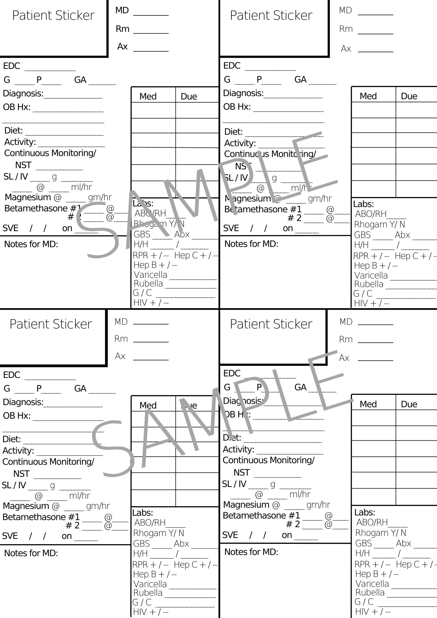 Antepartum / Intrapartum Report Sheet - Etsy