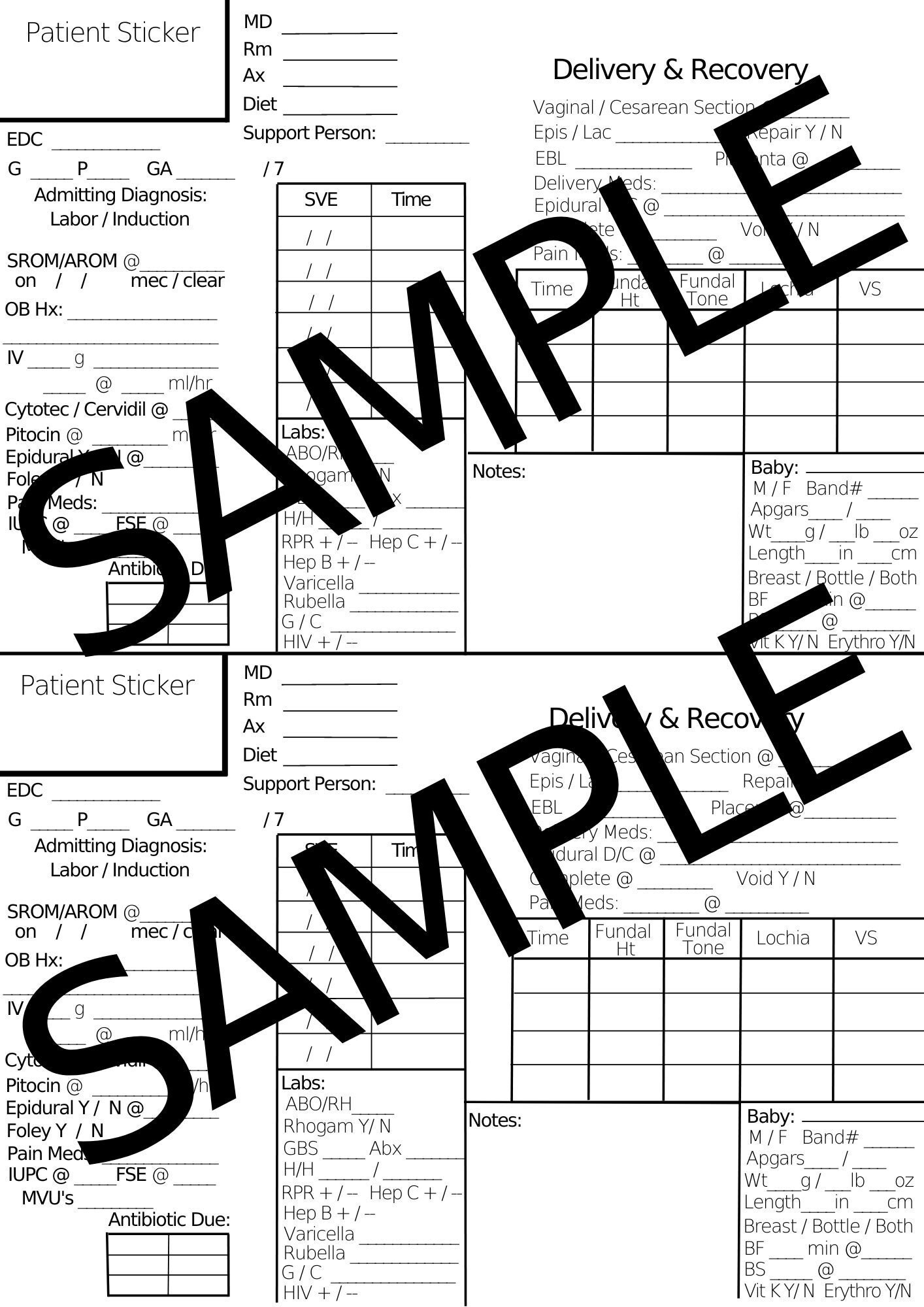 Labor & Delivery Report Sheet- Two Patients (8.5 X 11) - Etsy