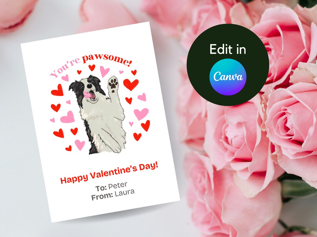 Printable Dog-themed Valentine’s Day Gift Tags, Valentine Gift Labels ...