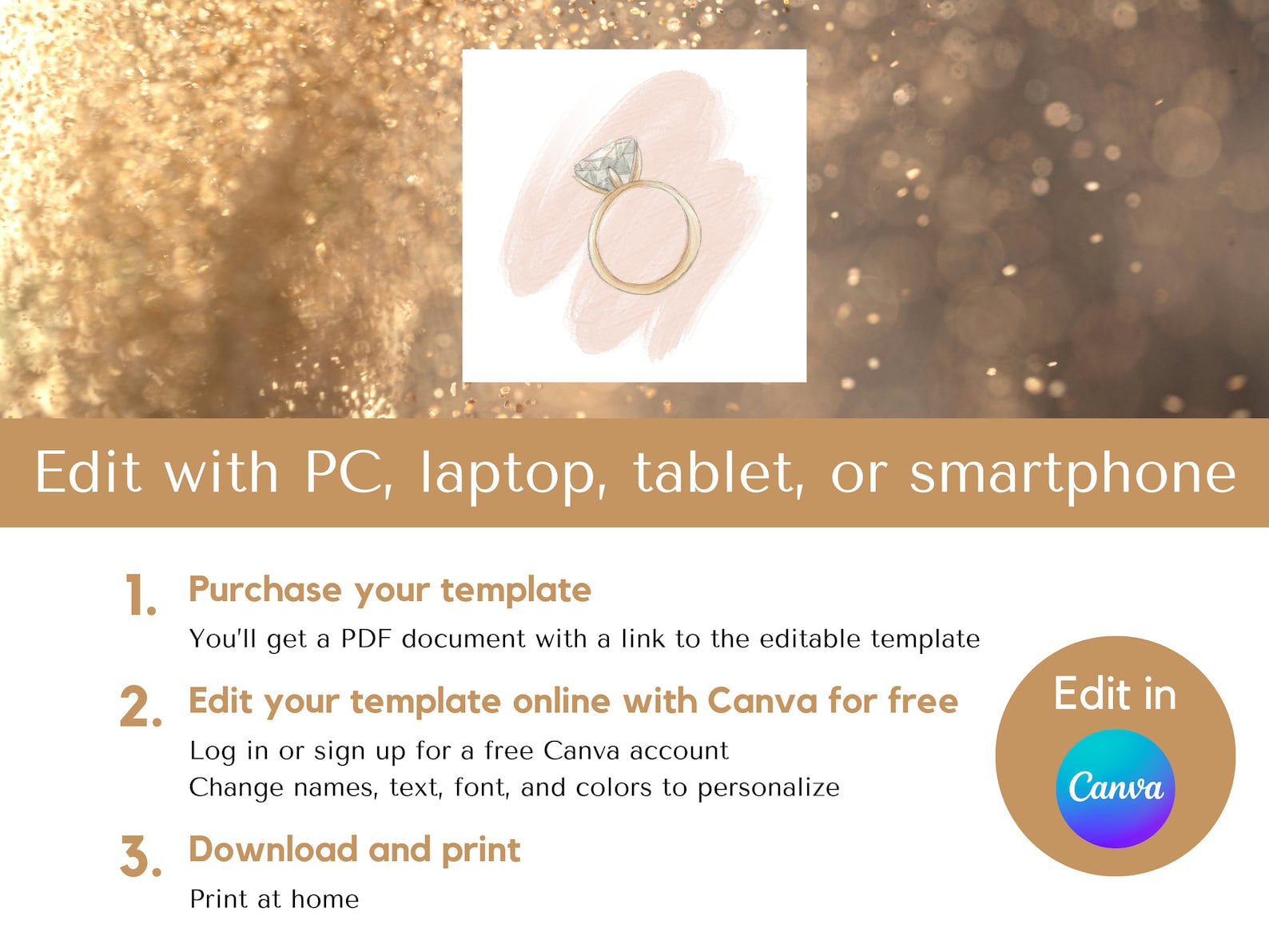 Printable Engagement Card, Diamond Ring Card, Engaged Card, Cute ...