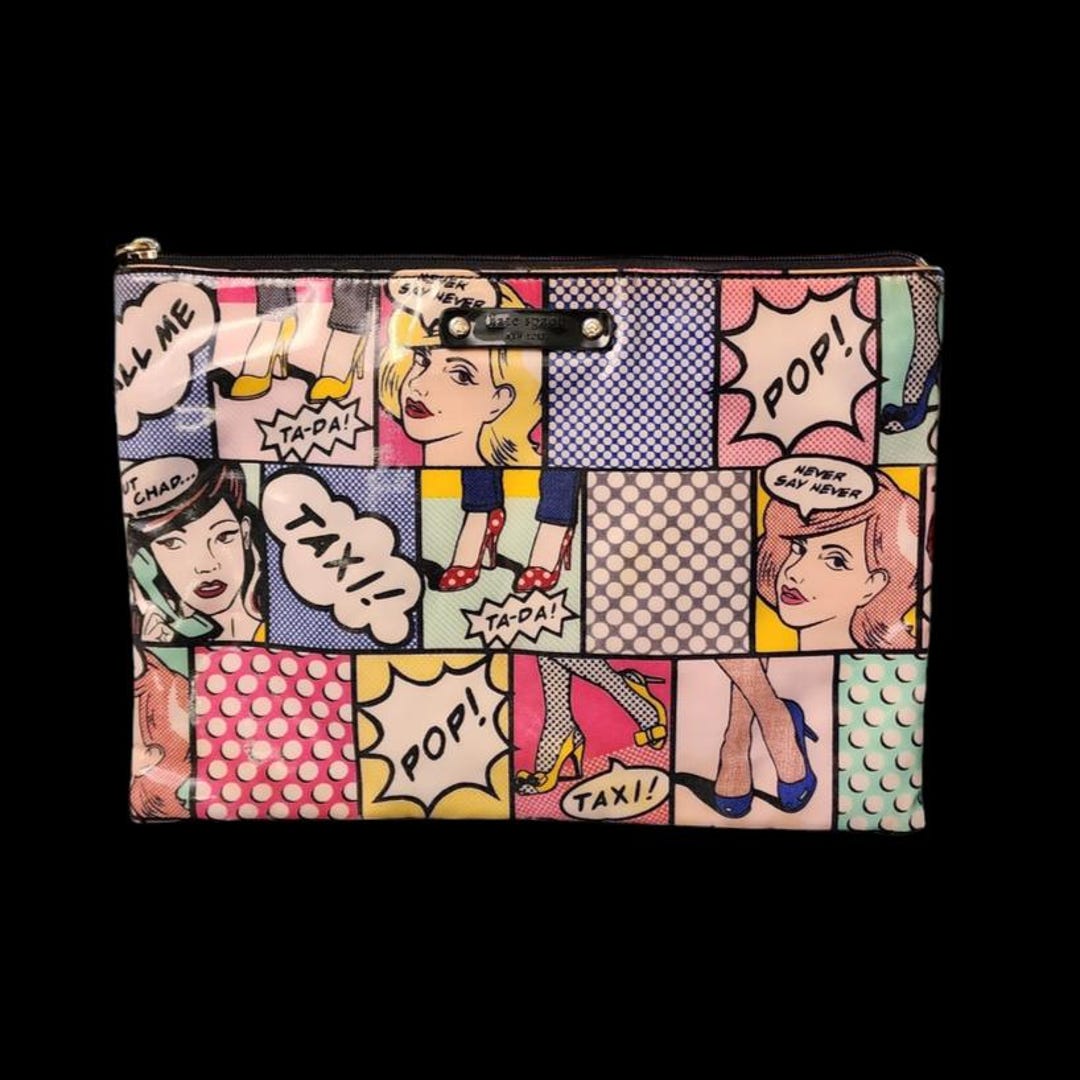 KATE SPADE Neda Pop Art Multi Comic Zip Around Vinyl Clutch Pouch - Etsy