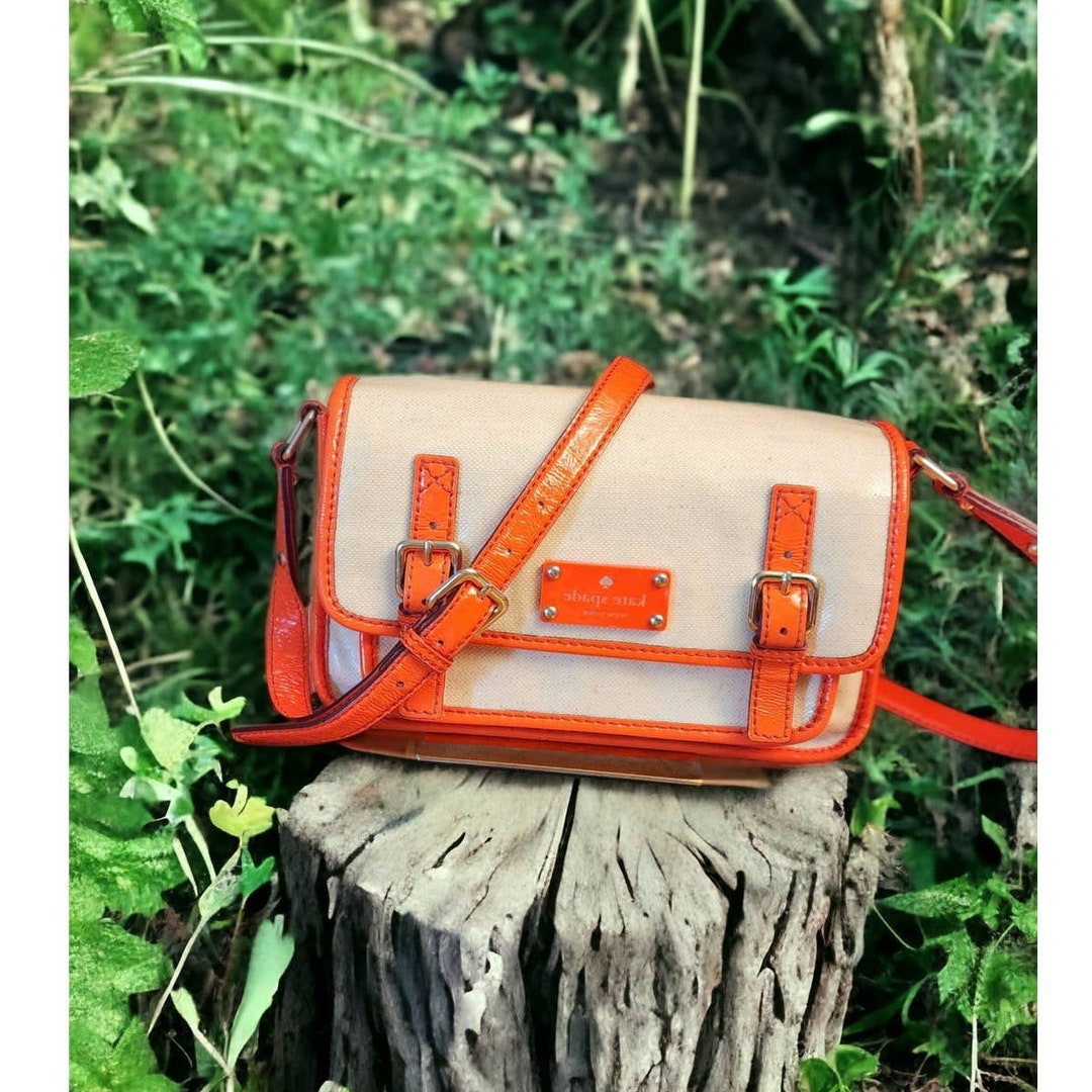 Kate Spade Neon Orange Coated Canvas Flap Crossbody - Etsy