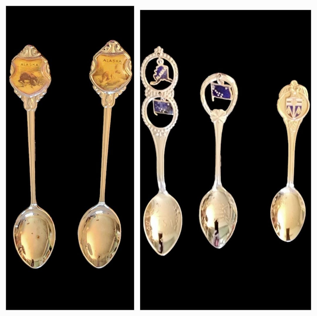 Set of Five Alaska State Souvenir Spoons. - Etsy