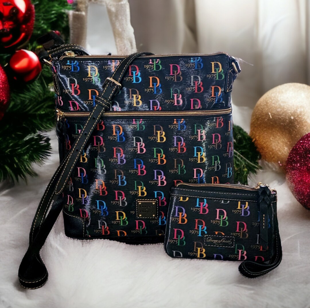 Dooney & Bourke Black Multi-color DB 1975 Signature Crossbody Bag and ...