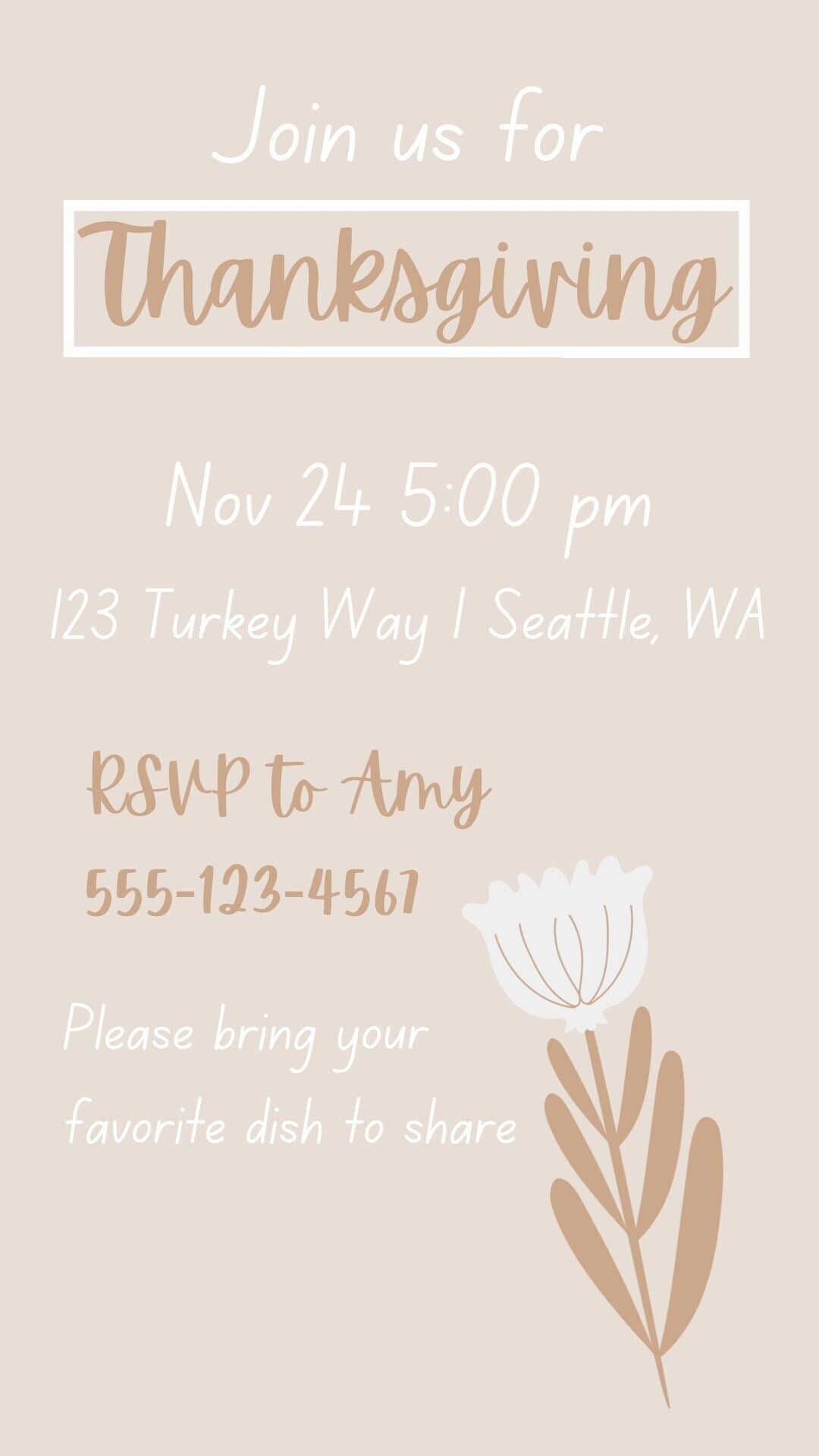 Invitación digital de Acción de Gracias Establecer tonos neutros ...