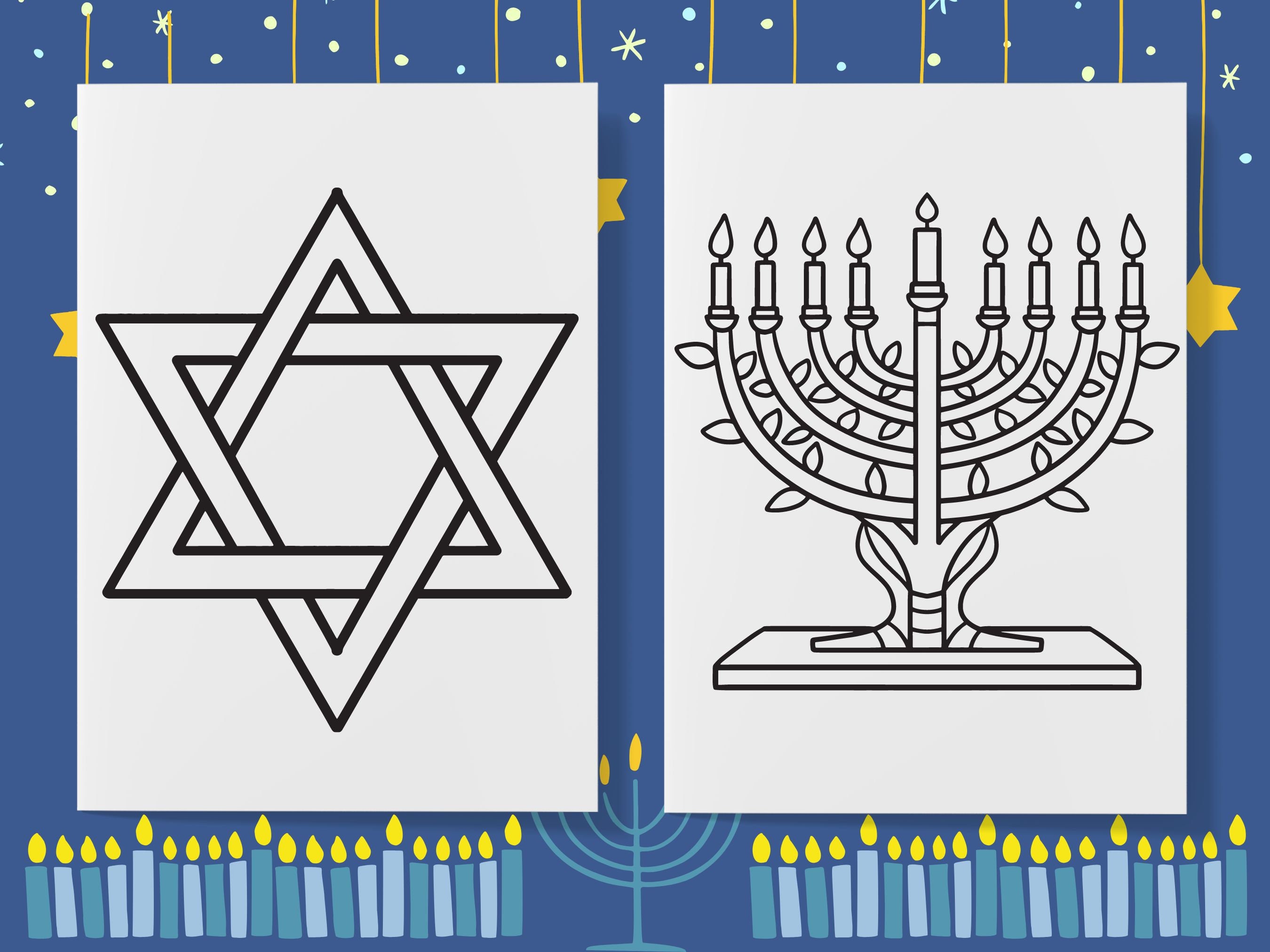 Hanukkah Themed Coloring Pages for Toddlers - Early Elementary. 25 ...