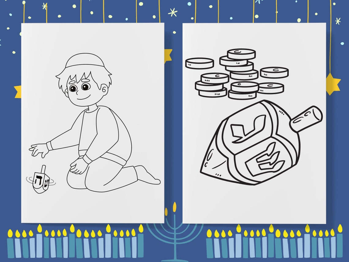 Hanukkah Themed Coloring Pages for Toddlers - Early Elementary. 25 ...