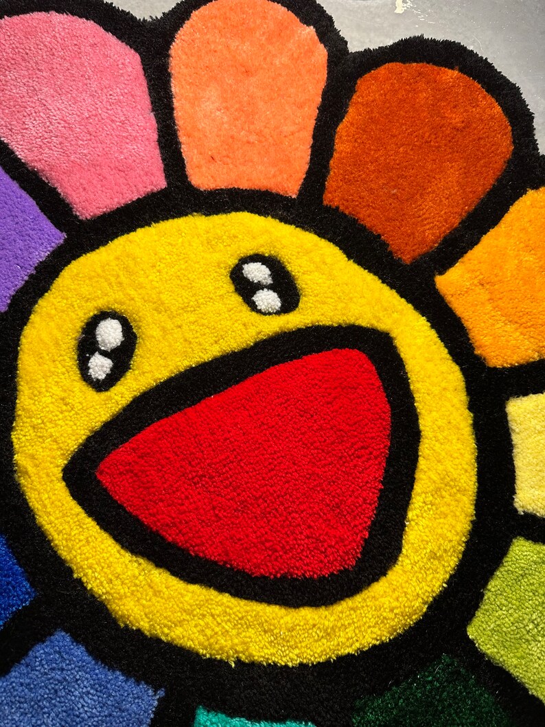 Handmade Smiley Face Flower Rug - Etsy