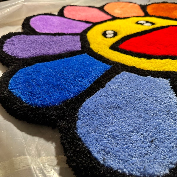 Smiley Face Flower Rug - Etsy