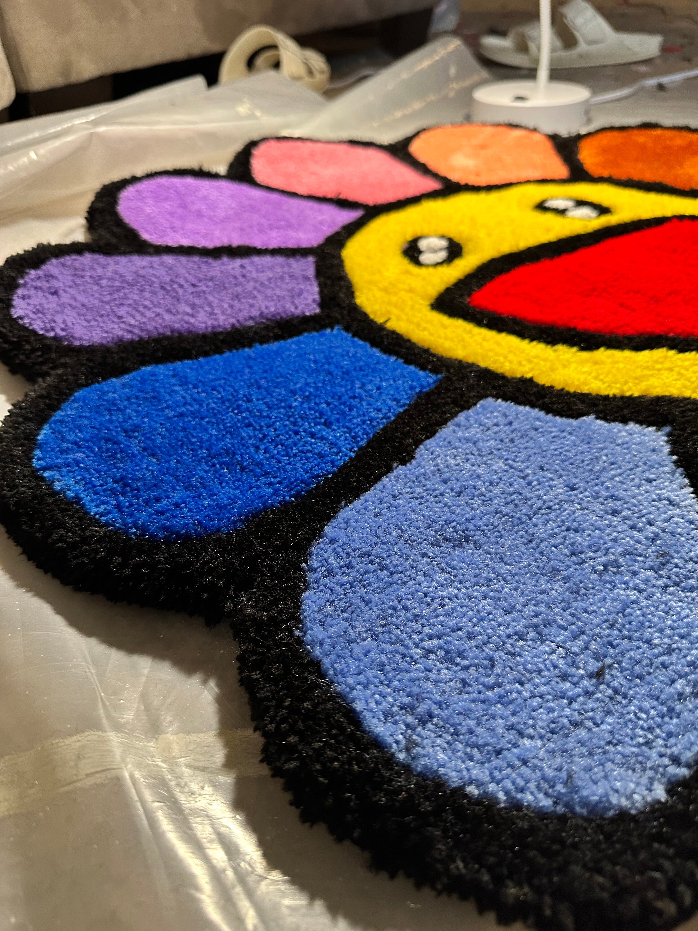 Handmade Smiley Face Flower Rug - Etsy