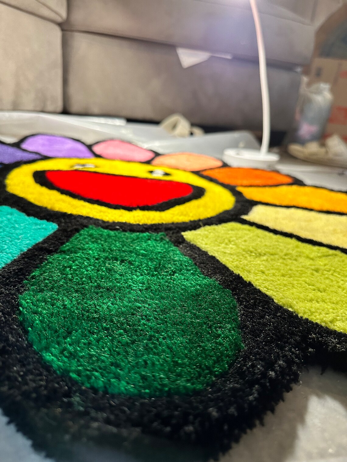 Handmade Smiley Face Flower Rug - Etsy