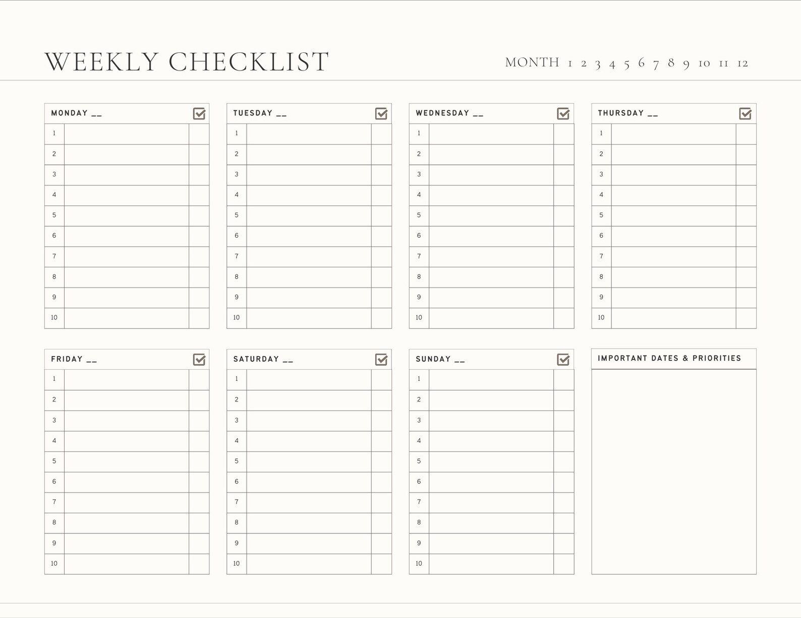 Weekly Checklist, Priority Tracker, Planners & Calendars, to Do List - Etsy