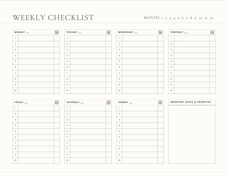 Weekly Checklist, Priority Tracker, Planners & Calendars, to Do List - Etsy