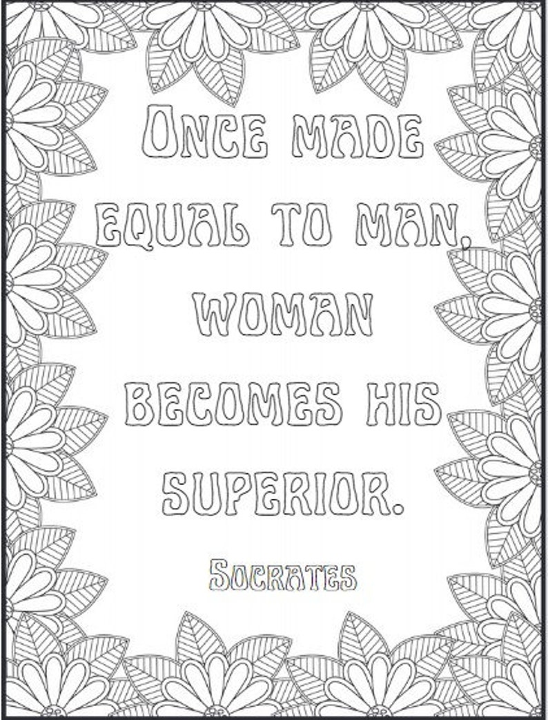 Philosophy & Flowers Coloring Pages With Quotes by Socrates - Etsy