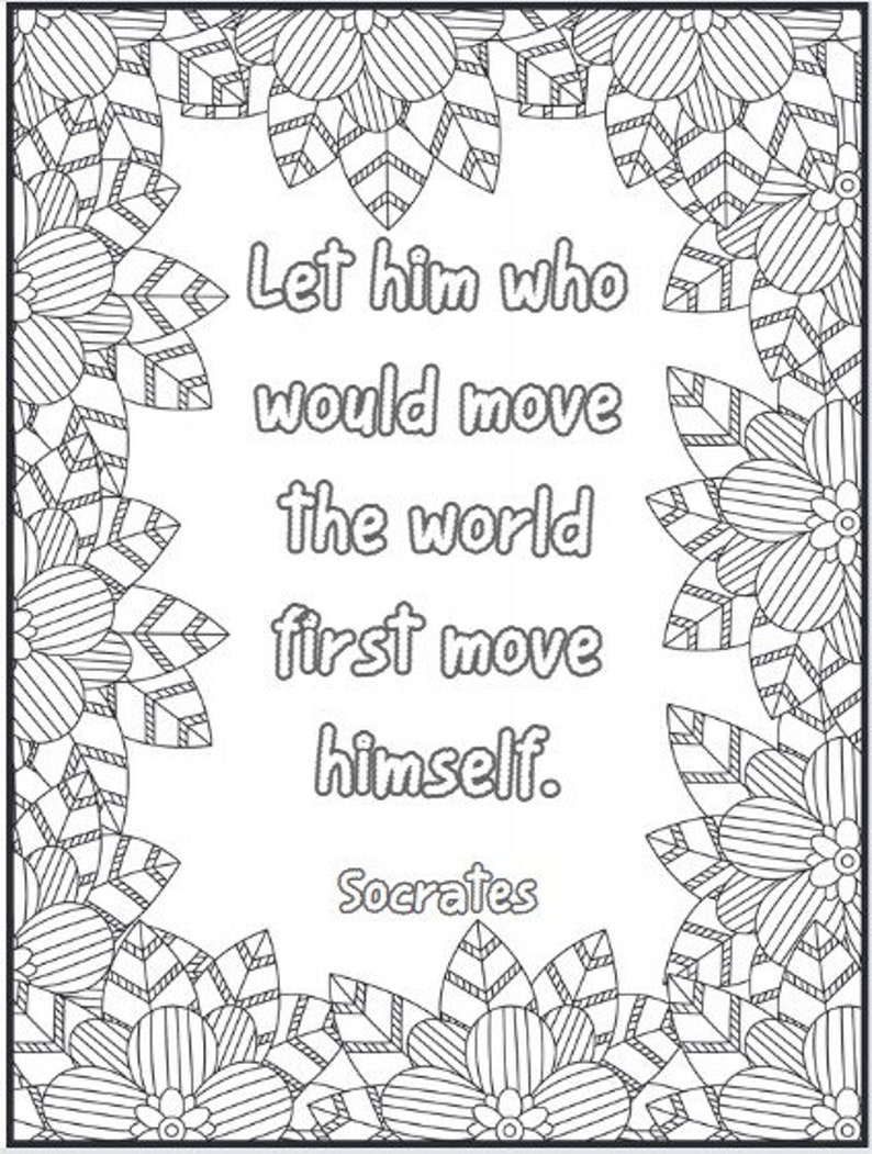 Philosophy & Flowers Coloring Pages With Quotes by Socrates - Etsy