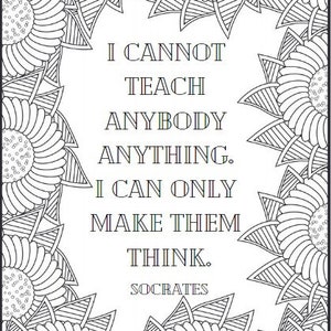 Philosophy & Flowers Coloring Pages With Quotes by Socrates - Etsy