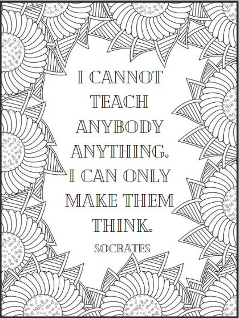 Philosophy & Flowers Coloring Pages With Quotes by Socrates - Etsy