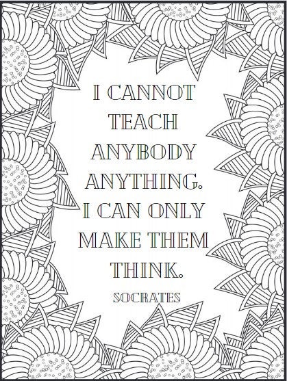 Philosophy & Flowers Coloring Pages With Quotes by Socrates - Etsy