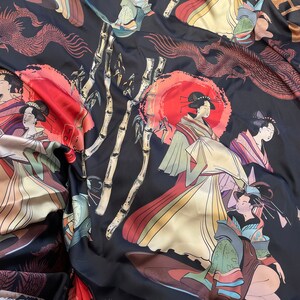 Japanese Geisha Pattern Crepe Fabric Suitable for Dress-kimono-shirt ...