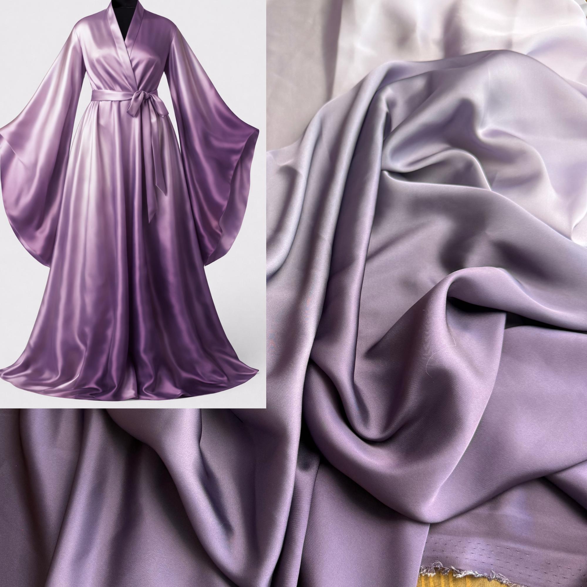 Lilac Purple Ombre Satin Fabric – Silky Gradient Sewing Material - Etsy
