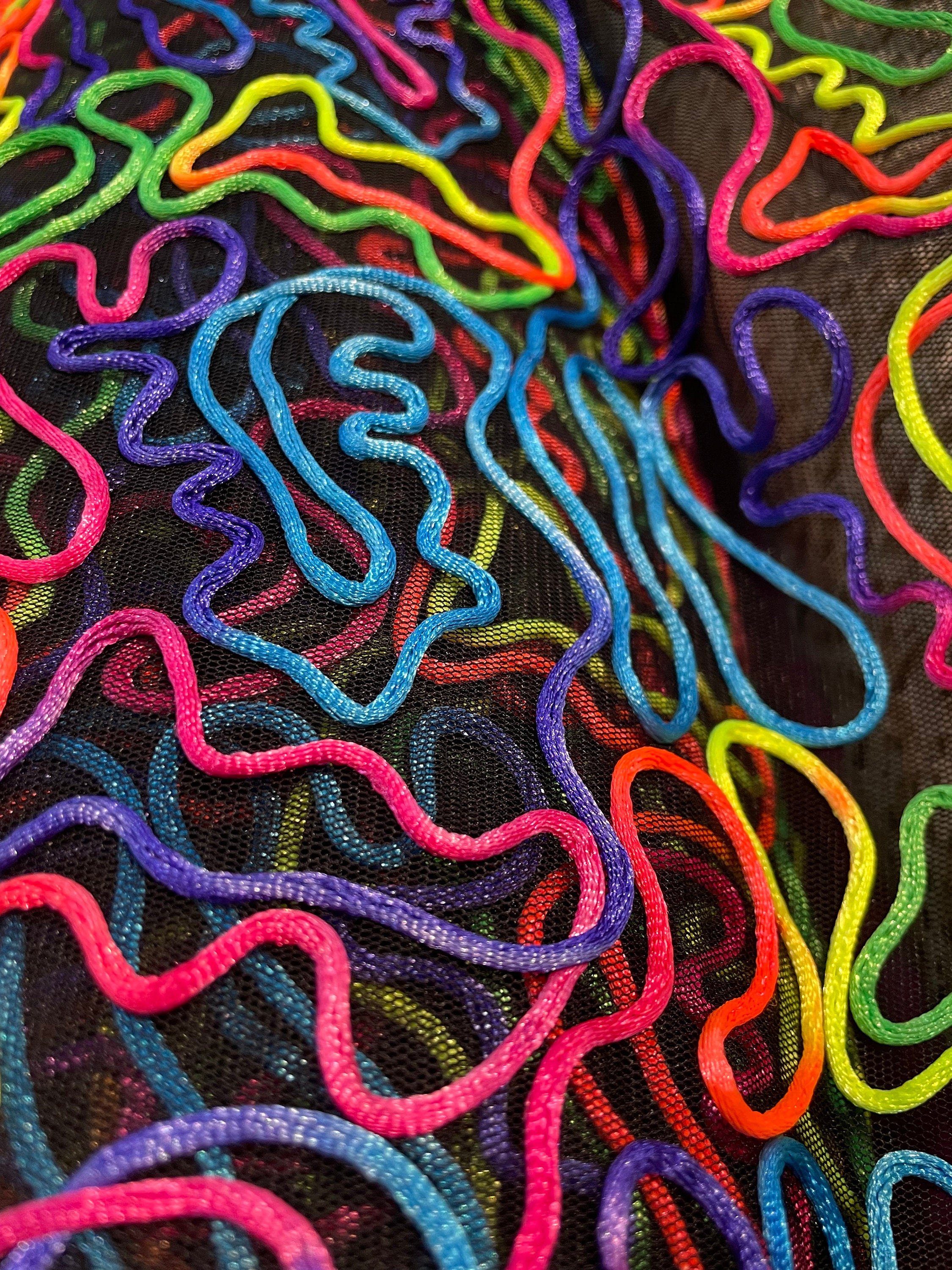 Neon Colored Mesh Fabric on Black Tulle-special Occasions and Dancer ...