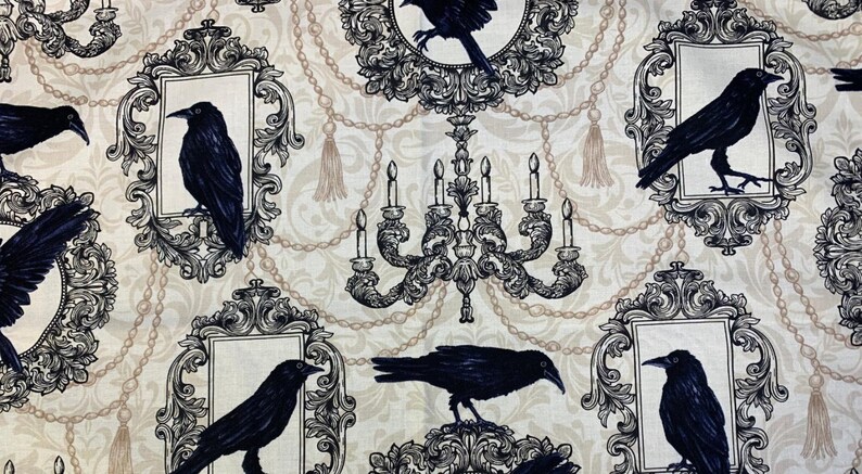 Crows and Candlesticks Design Upholstery Fabric by the Yard (mikado) - Etsy