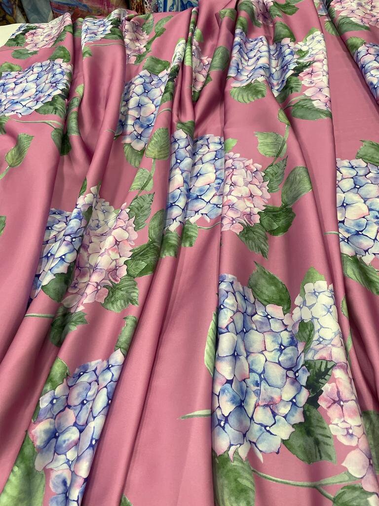 Hydrangea Floral Pattern Crep Fabric-8 Colour - Etsy