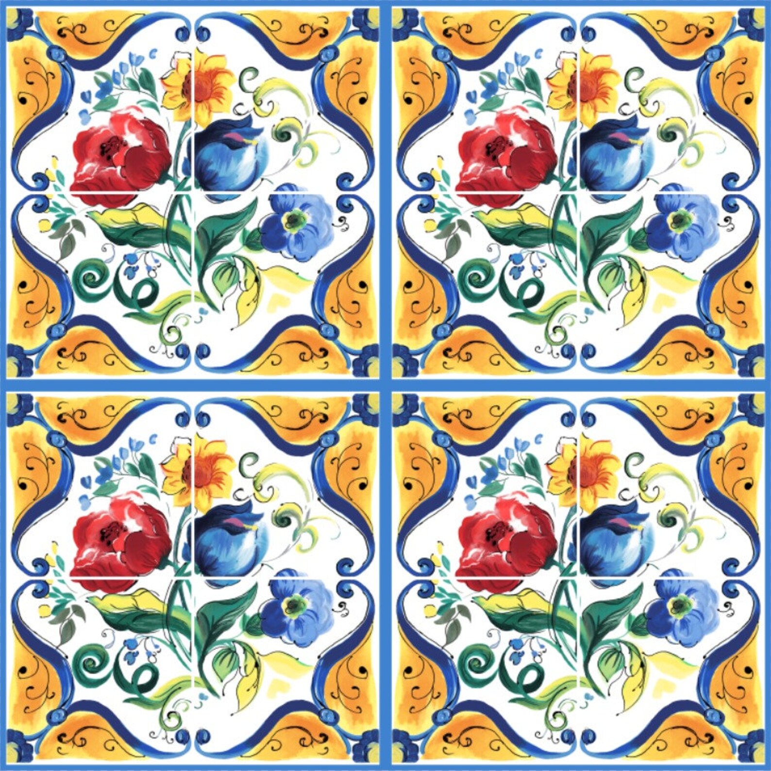 Floral Tile Silky Satin Fabric - Etsy
