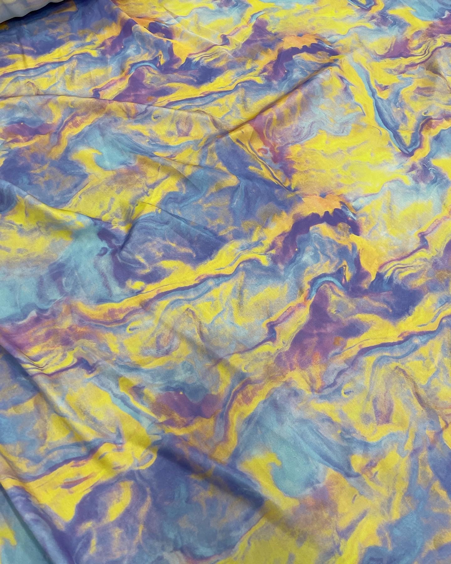 Batik Marble Gold Blue Yellow Patterned Silk Satin - Etsy