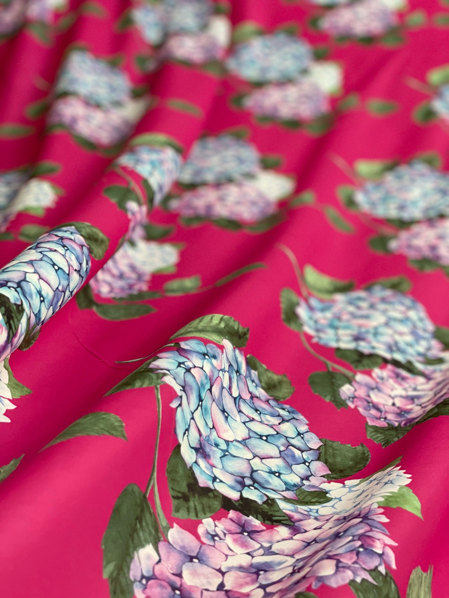 Hydrangea Floral Pattern Crep Fabric-8 Colour - Etsy