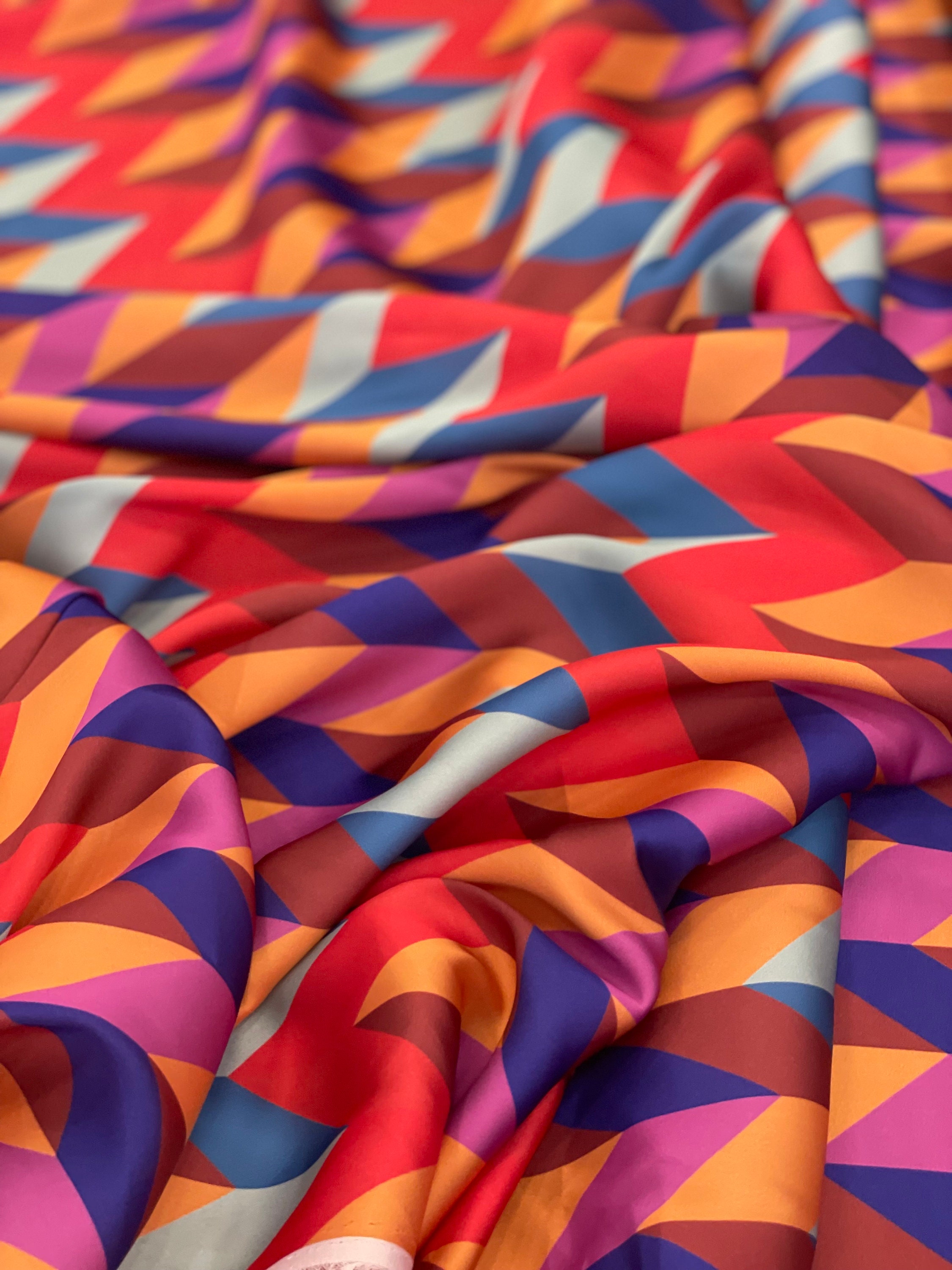 Retro Pattern Silky Satin Fabric printing on the Desired - Etsy