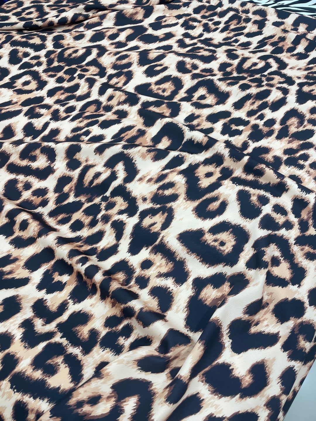 Leopard Silky Satin Fabric Dressed Fabric fast Delivery - Etsy