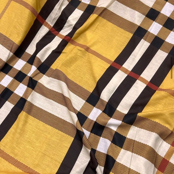 Yellow Plaid Fabric - Etsy