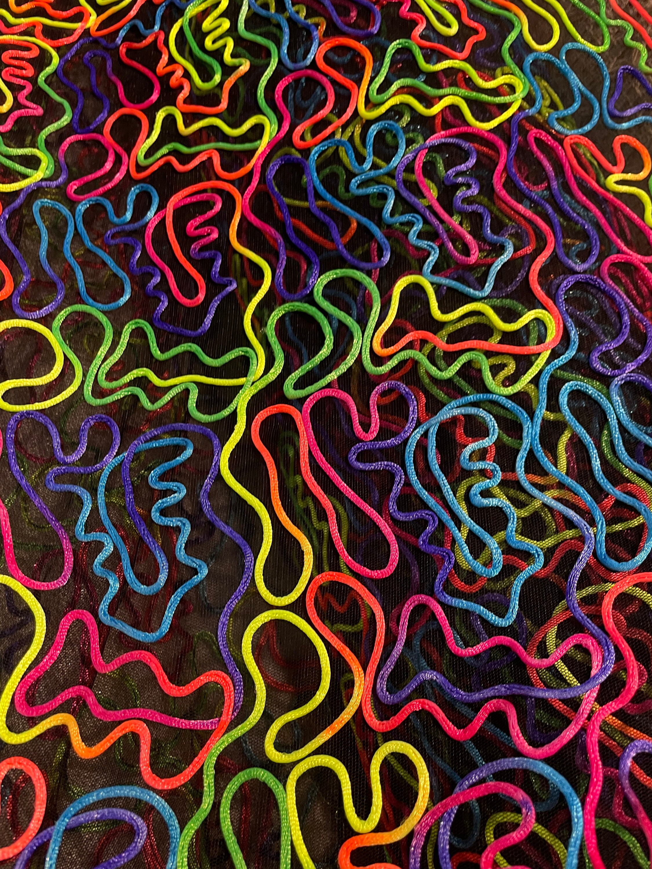 Neon Colored Mesh Fabric on Black Tulle-special Occasions and Dancer ...