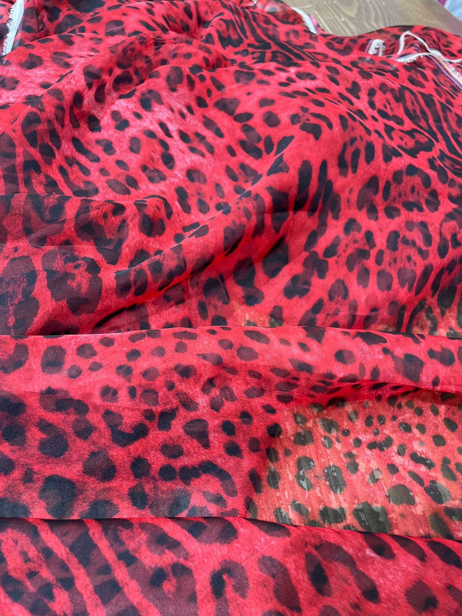 Silky Chiffon Fabric Red Leopard -(our Patterns Are Printed on the ...
