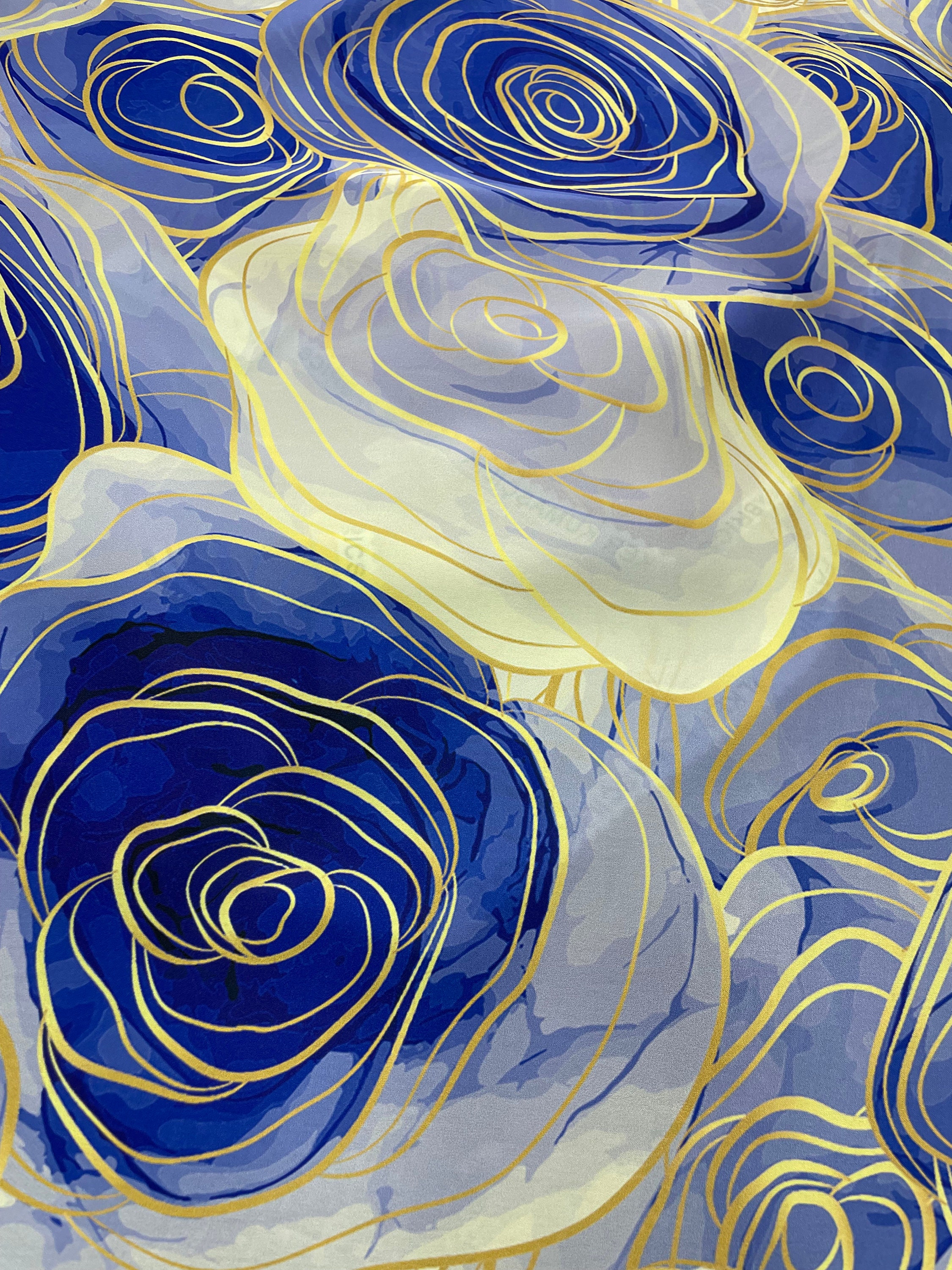 Blue Flower Pattern Silk Satin Fabric, A Very Elegant Pattern We Take ...