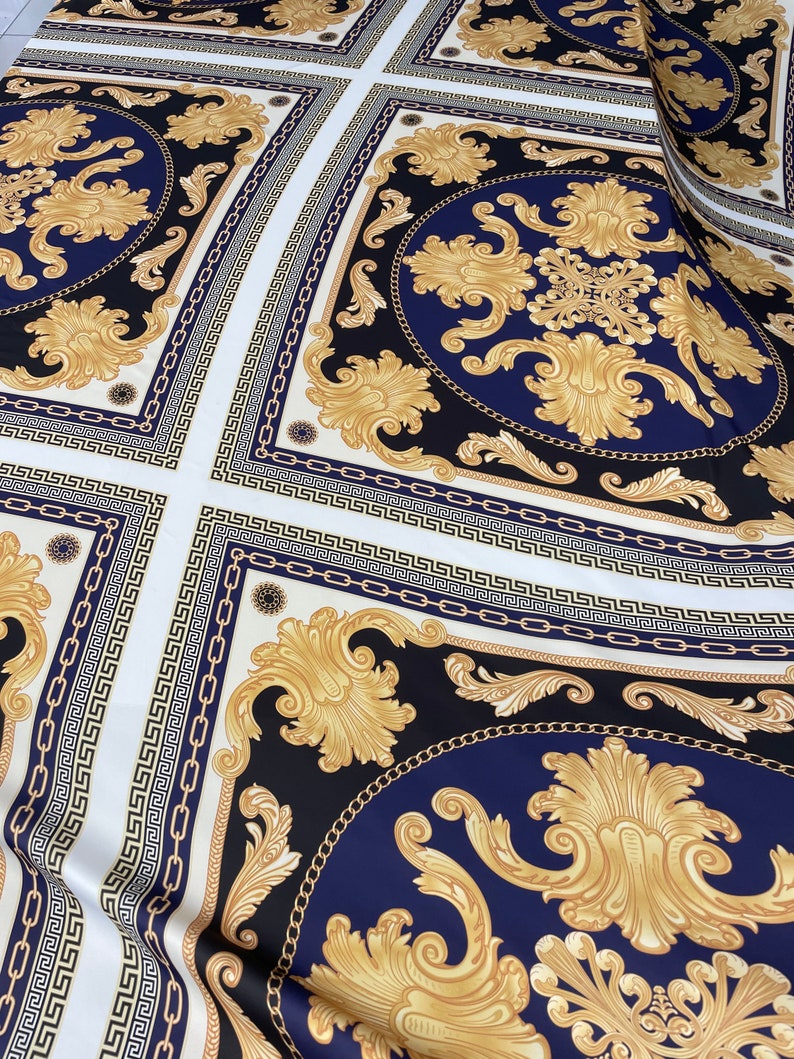Gold Baroque Pattern Silk Satin Fabric Panel Pattern - Etsy
