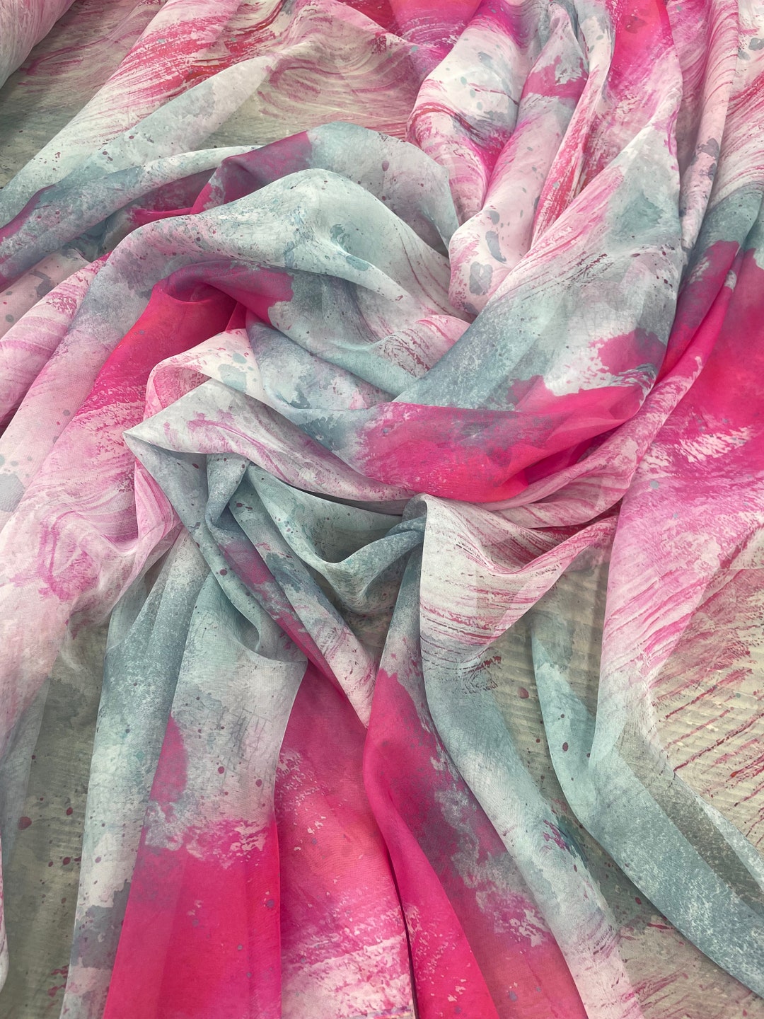 Tie Dye Pattern Fabric- Silky Chiffon Fabric-(possibility of Printing ...