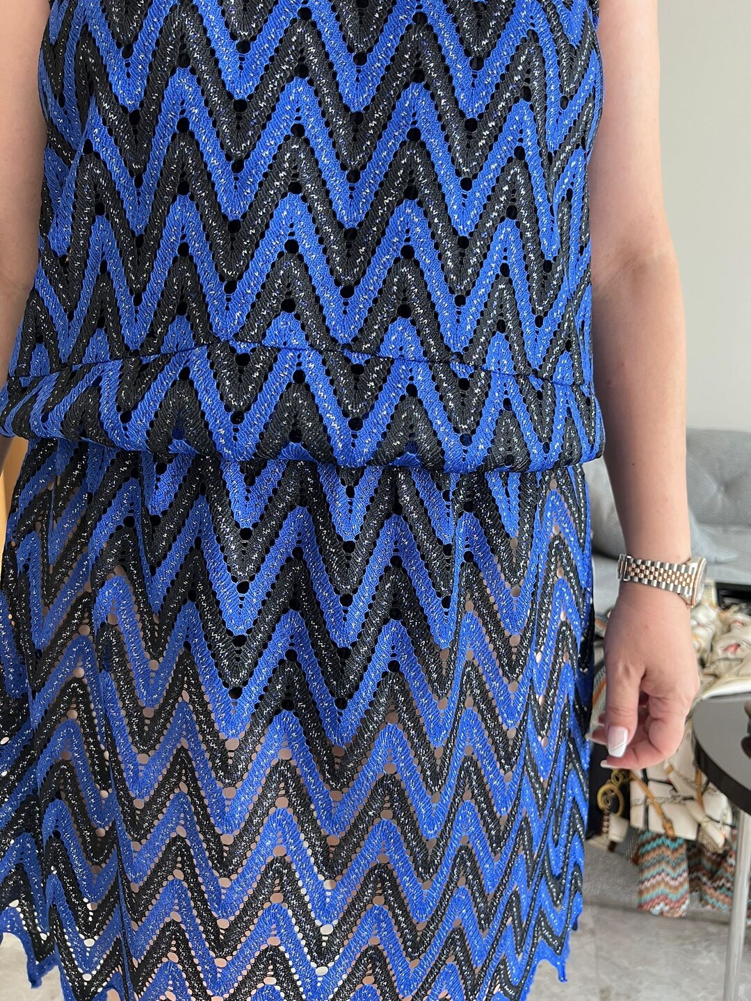 Knitted Fabric Zigzag Design Awesome Cool-dress-pants Style Elegance - Etsy