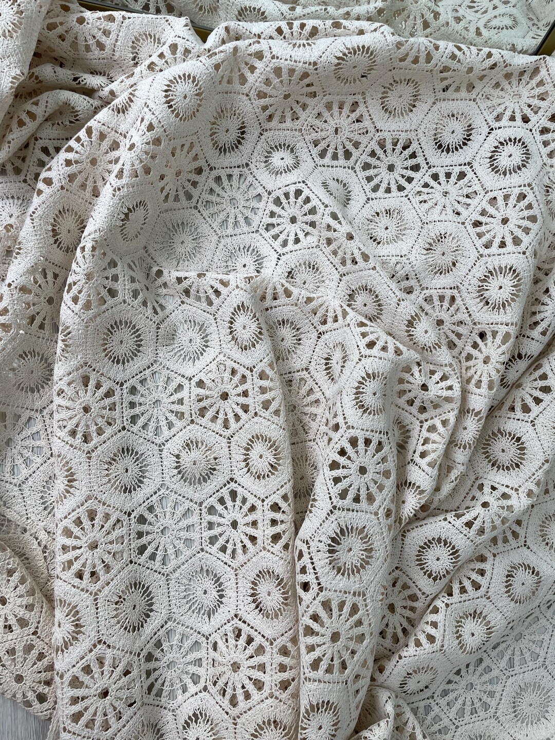 Soft Handle Crochet Lace Knit Fabric, per Meter - Cream-nv - Etsy