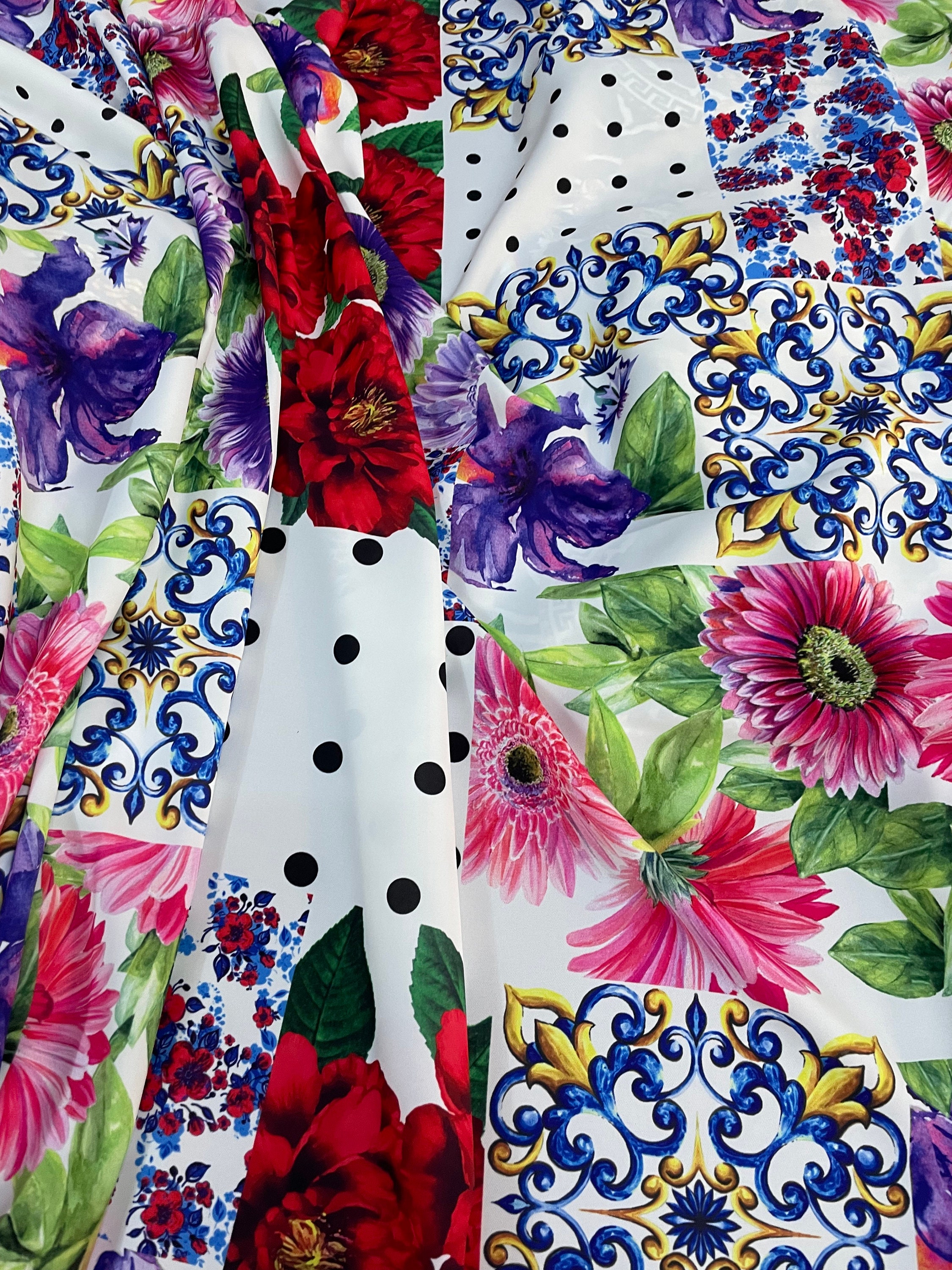 Patchwork Floral Crepe Fabric - Etsy
