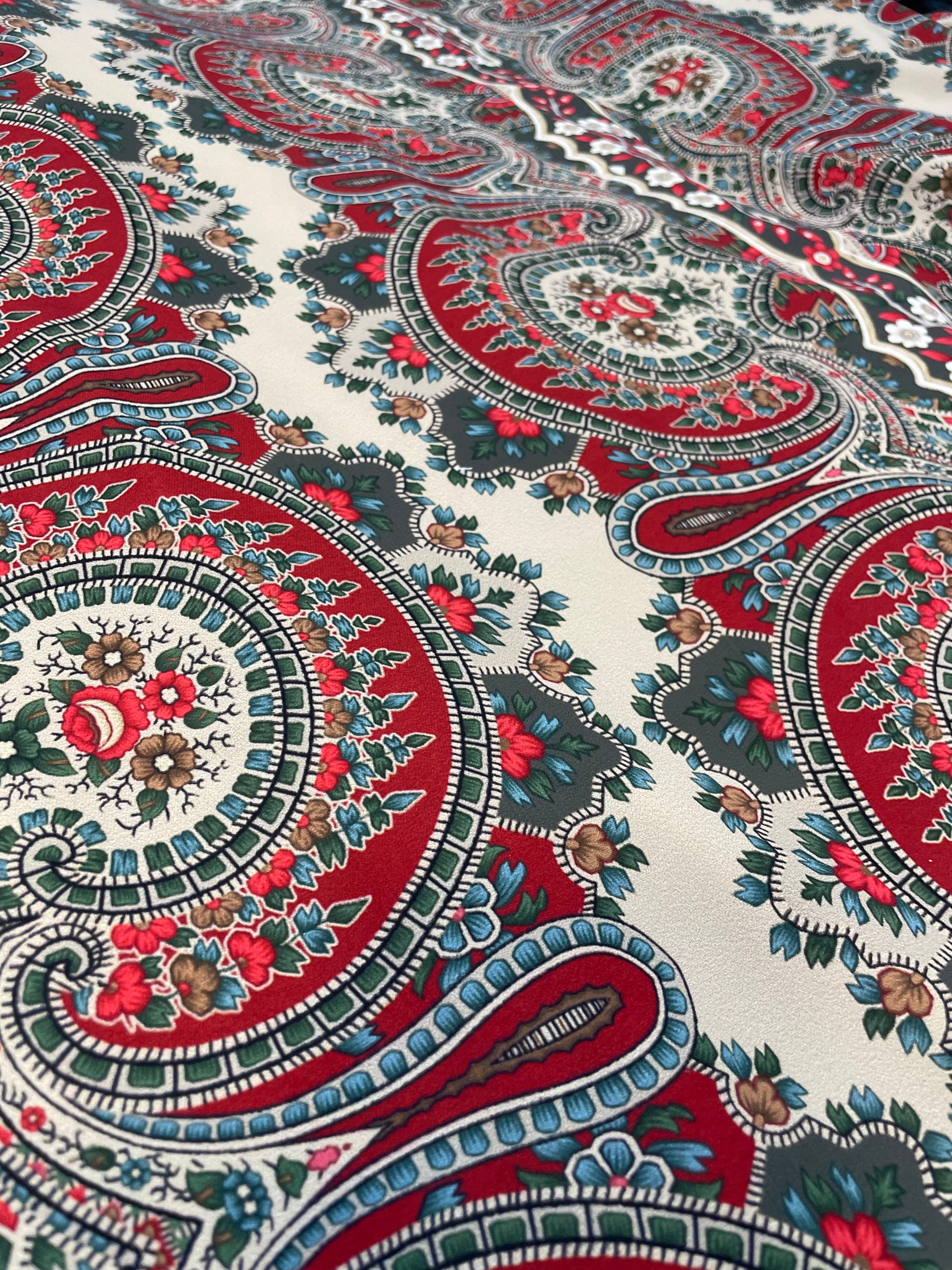 Ethnic Suzani Patterned Crepe Fabric printed on the Desired Fabric Such ...