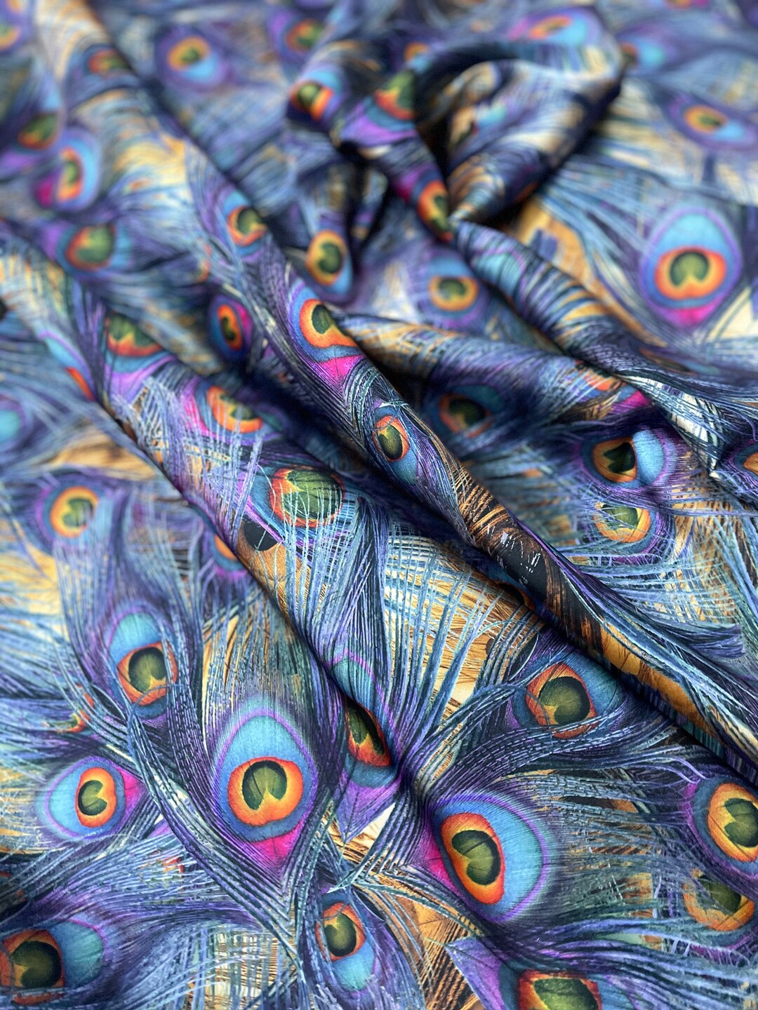 Gorgeous Silk Satin Dress Fabric With Peacock Pattern - Etsy